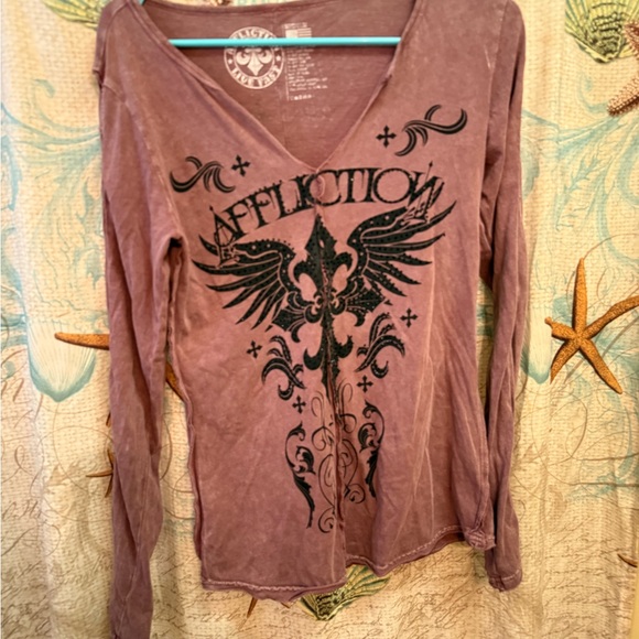 Affliction | Tops | Affliction Womens Purple Long Sleeve Top | Poshmark